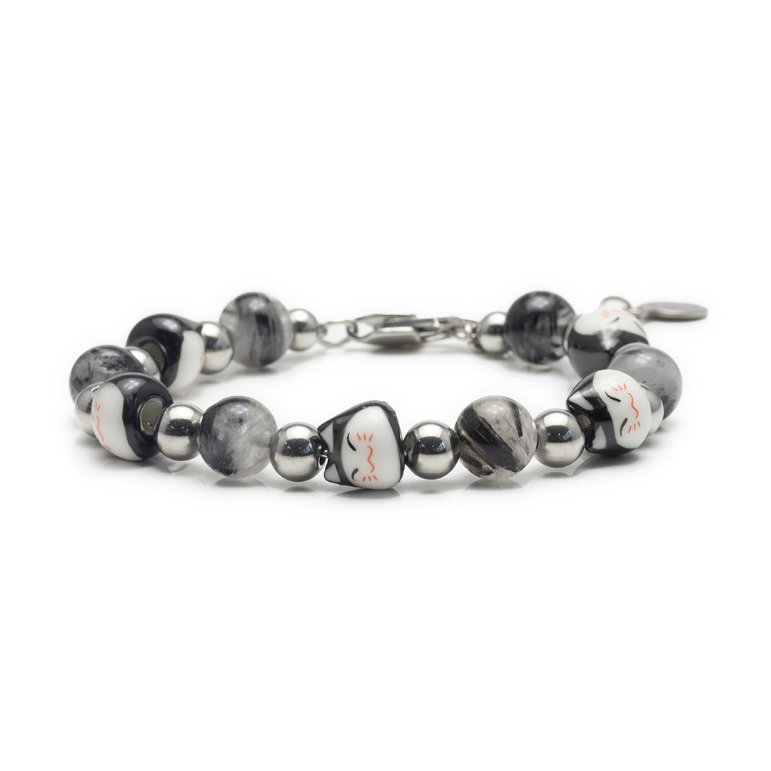 Maneki Black Rutilated Quartz Bracelet - Amulet Neko – VC Walker