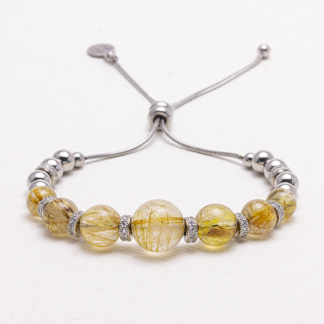 Spackling Planet Black Rutilated Quartz Stainless Steel Bracelet ...