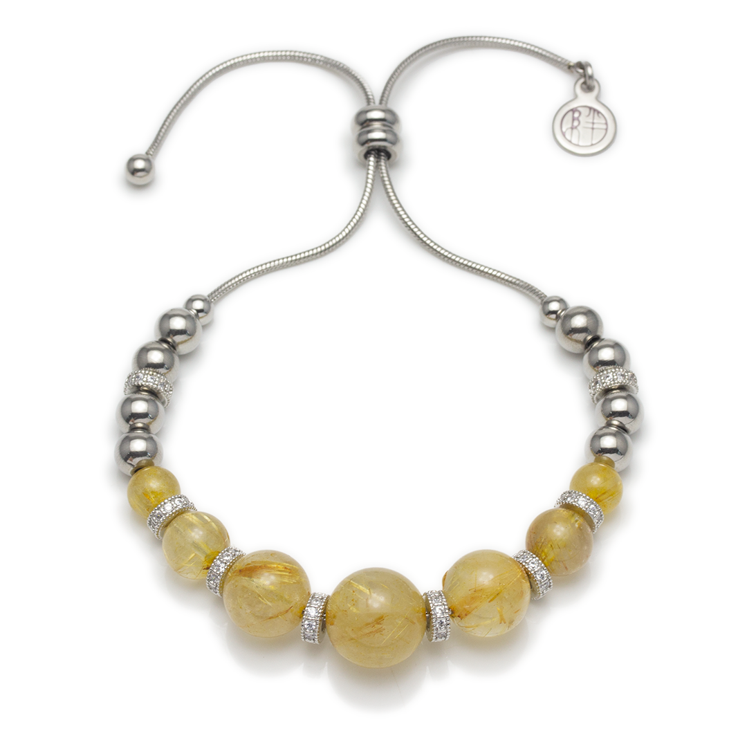 Spackling Planet Black Rutilated Quartz Stainless Steel Bracelet ...